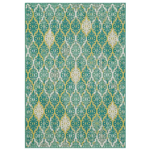 Teamson Kids Marbella Teal 10 ft. x 13 ft. Ikat Indoor/Outdoor Area Rug ...