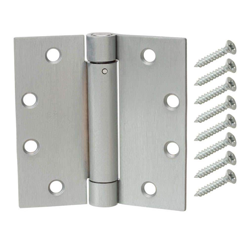 Everbilt 4-1/2 in. Square Satin Chrome Adjustable Spring Door Hinge ...