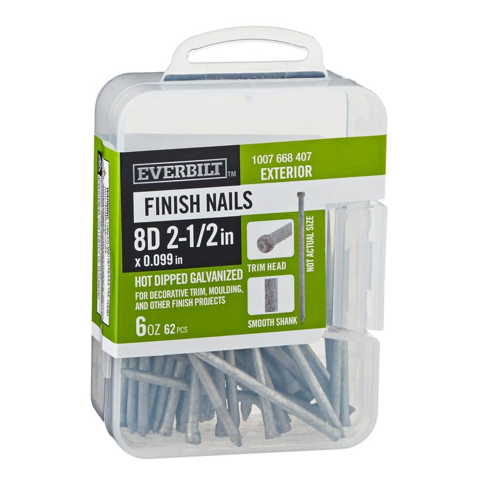 Everbilt 2-1/2 in. x 8D Hot Dipped Galvanized Non-Collated Finishing ...
