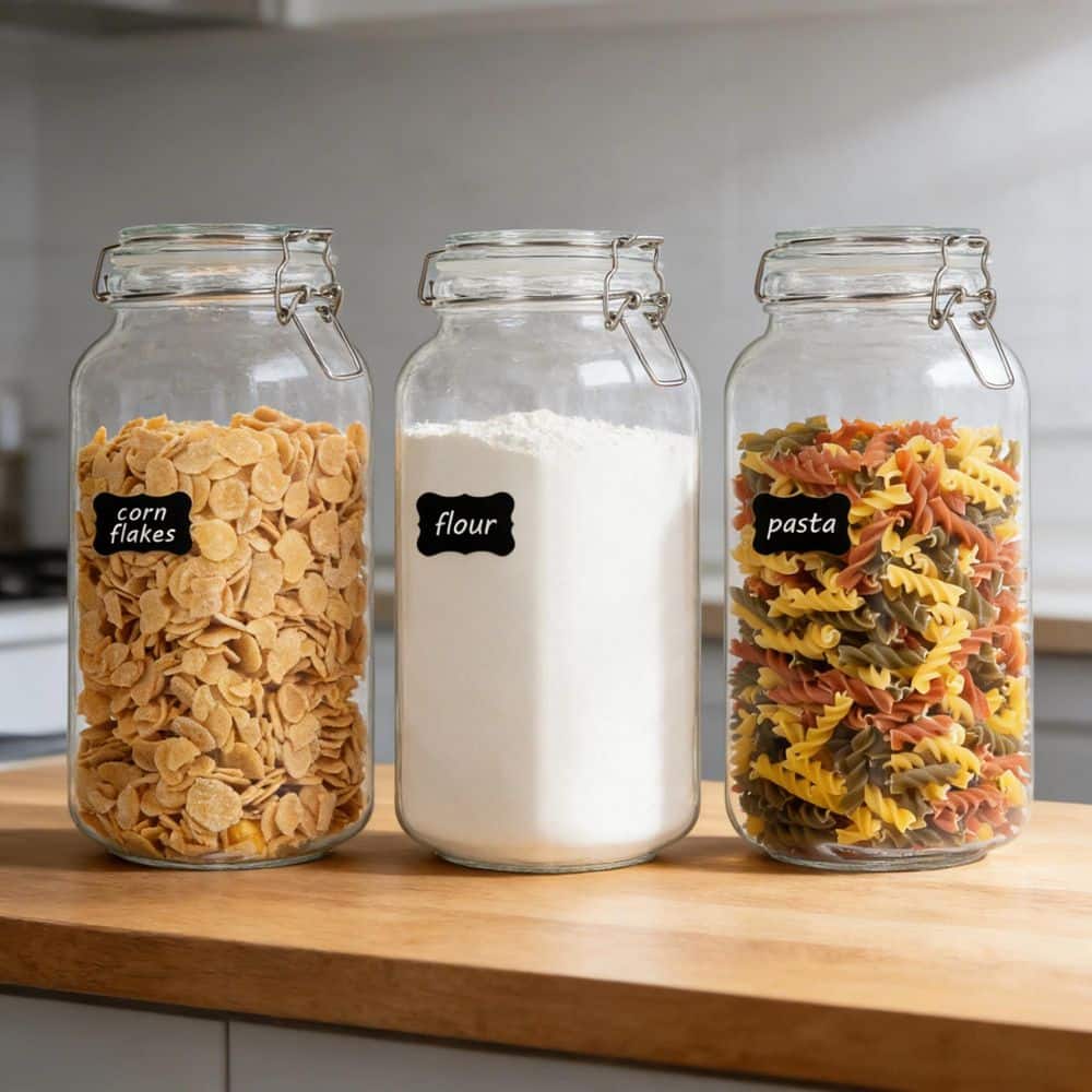Numhew 3-Piece 78 oz. Glass Square Food Storage Kitchen Canisters Set w ...