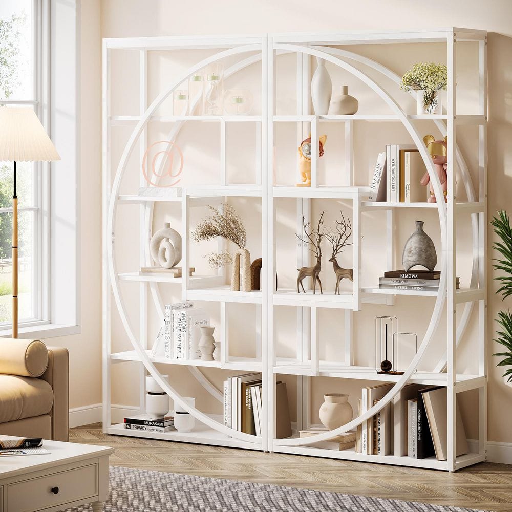 BYBLIGHT Eulas 70 in. Tall White Engineered Wood 8-Shelf Etagere ...