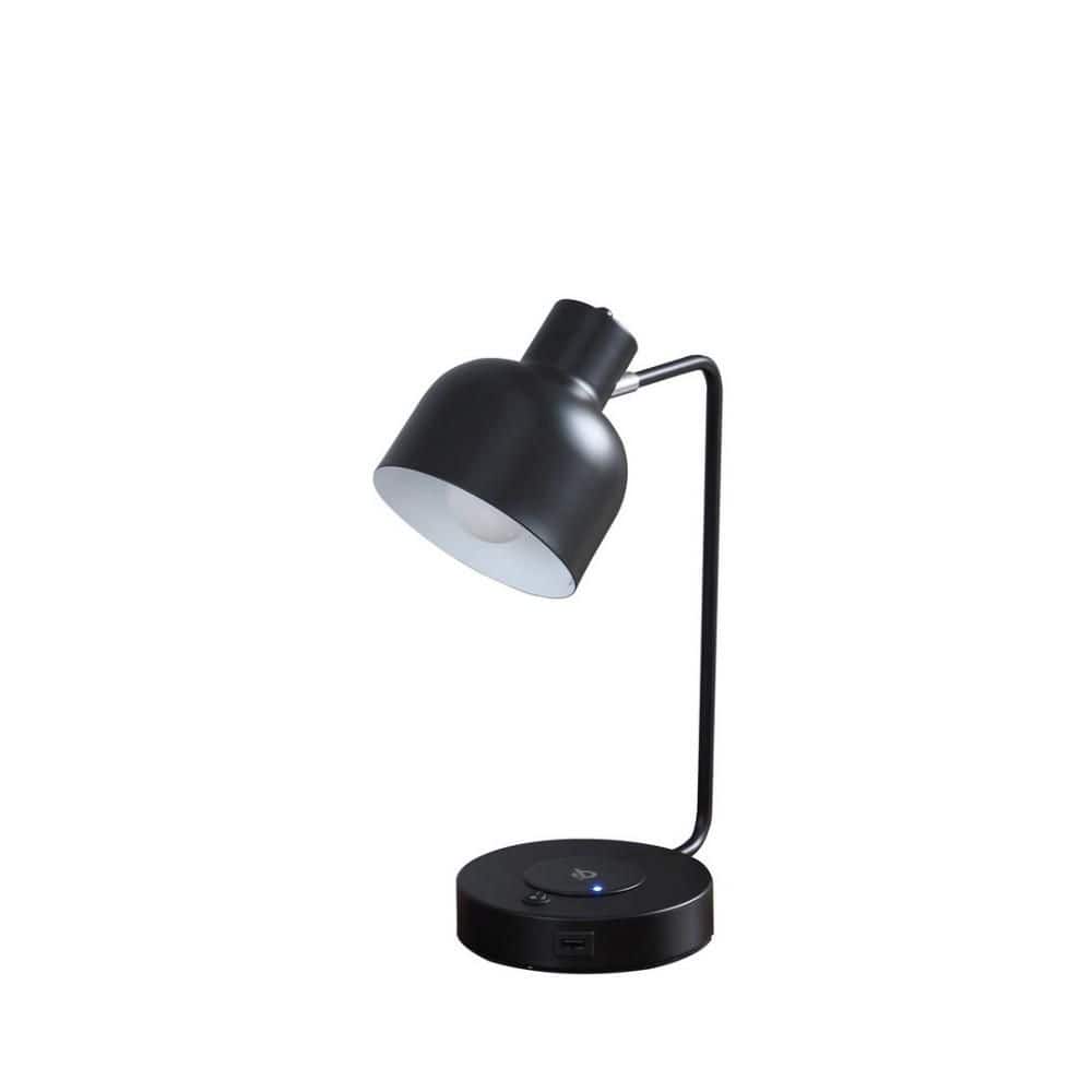 Basdien 15 in. Black Adjustable Student Desk Table Lamp with USB ...
