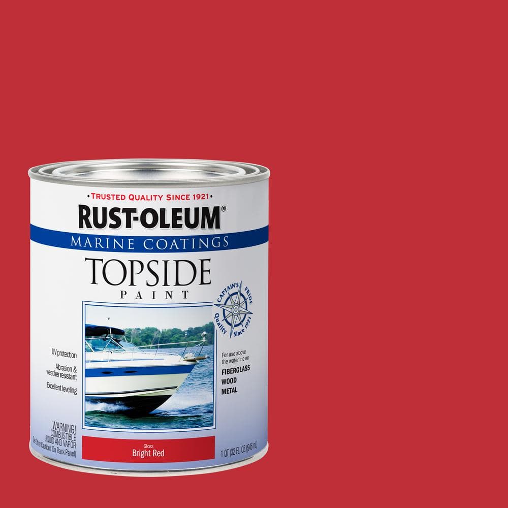 Rust-Oleum Marine 1 qt. Gloss Bright Red Topside Paint (4-Pack) 207004 ...