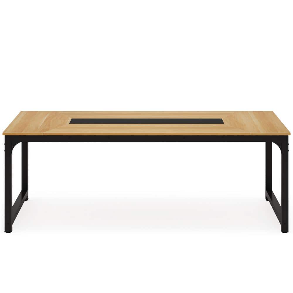 BYBLIGHT Capen 79 in. Walnut Rectangle Engineered Wood Computer Desk ...