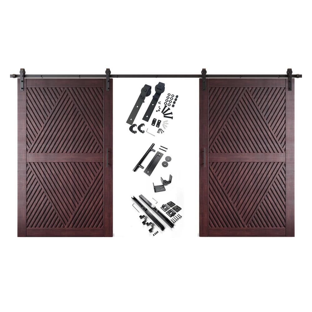 HOMACER LT 50 in. x 84 in. C-Panel Red Mahogany Diamond Design Double ...