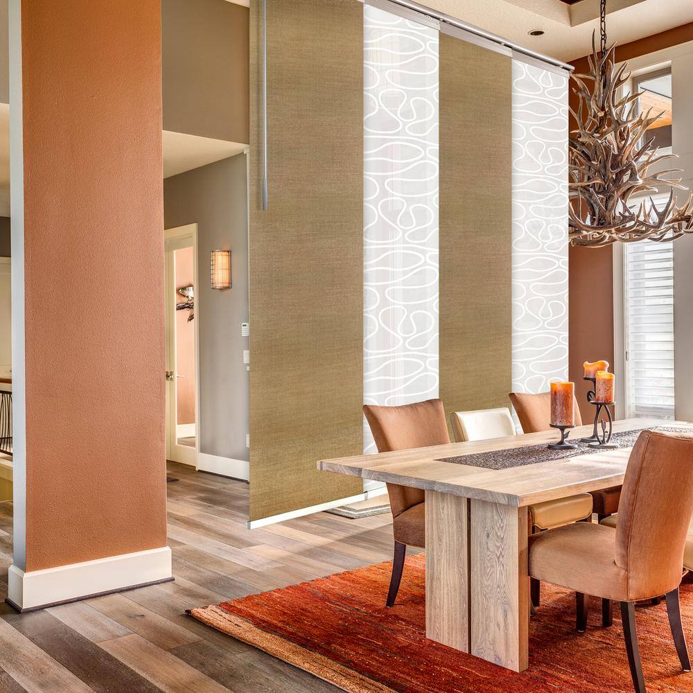 EMOH Golden Swirl 48 in. - 88 in. W x 94 in. L Adjustable 4- Panel ...