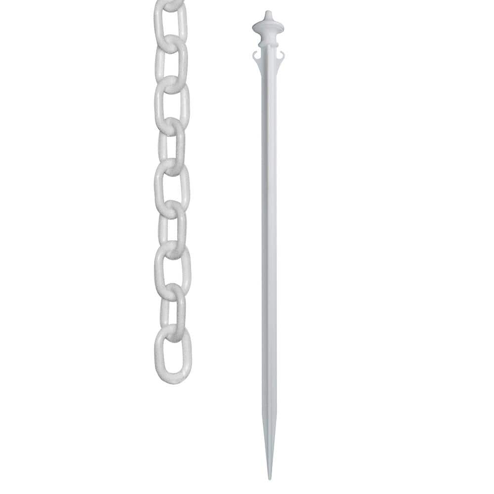 Mr. Chain White Colonial Pole and Chain Kit 92001-12 - The Home Depot