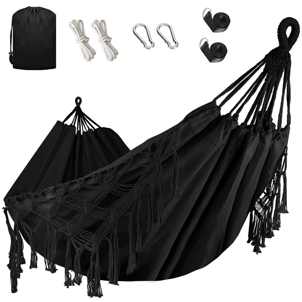 hcman 78.8 in. Double Hammock with Mounting Straps for Outdoor Camping ...