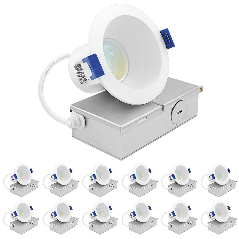 LUXRITE 3 in. Integrated LED Recessed Light J-Box 8 Watts 5CCT 840 ...