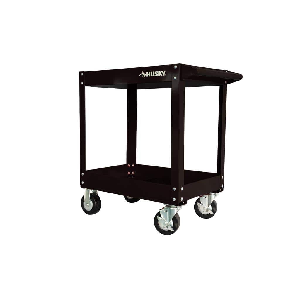 Husky 27 in. Wide 18.3 in. Deep 2 Tier Cart, Gloss Black HOUC27A2B11 ...