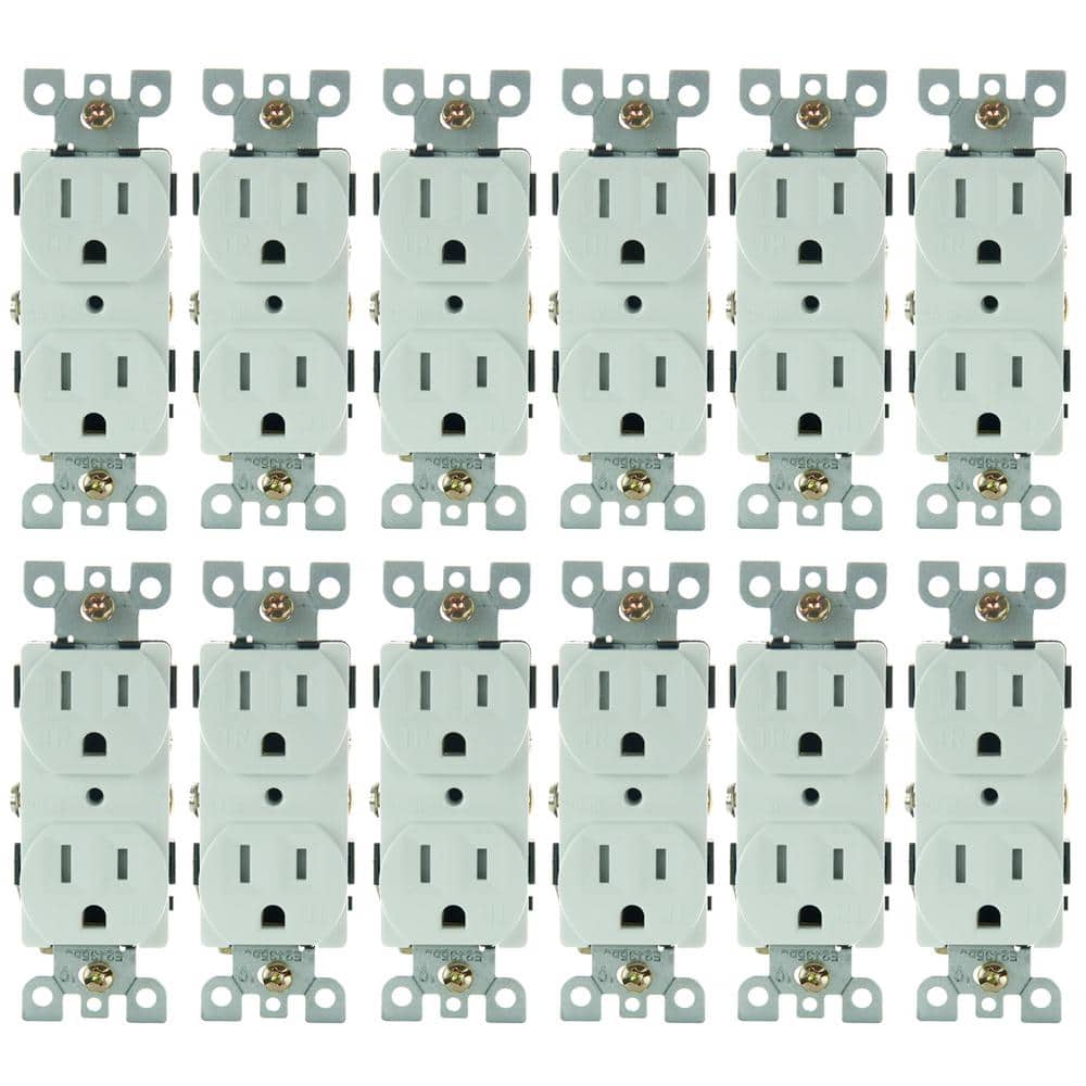 Sunlite 15 Amp 125-Volt Tamper Resistant White Duplex Outlet (12-Pack ...