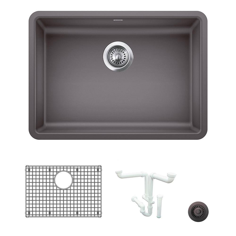 Blanco Precis 25 in. Undermount Single Bowl Cinder Granite Composite ...