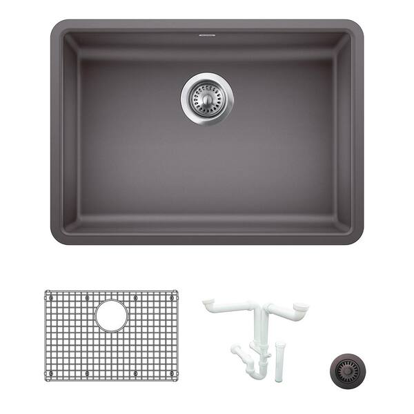 Blanco Precis 25 in. Undermount Single Bowl Cinder Granite Composite ...