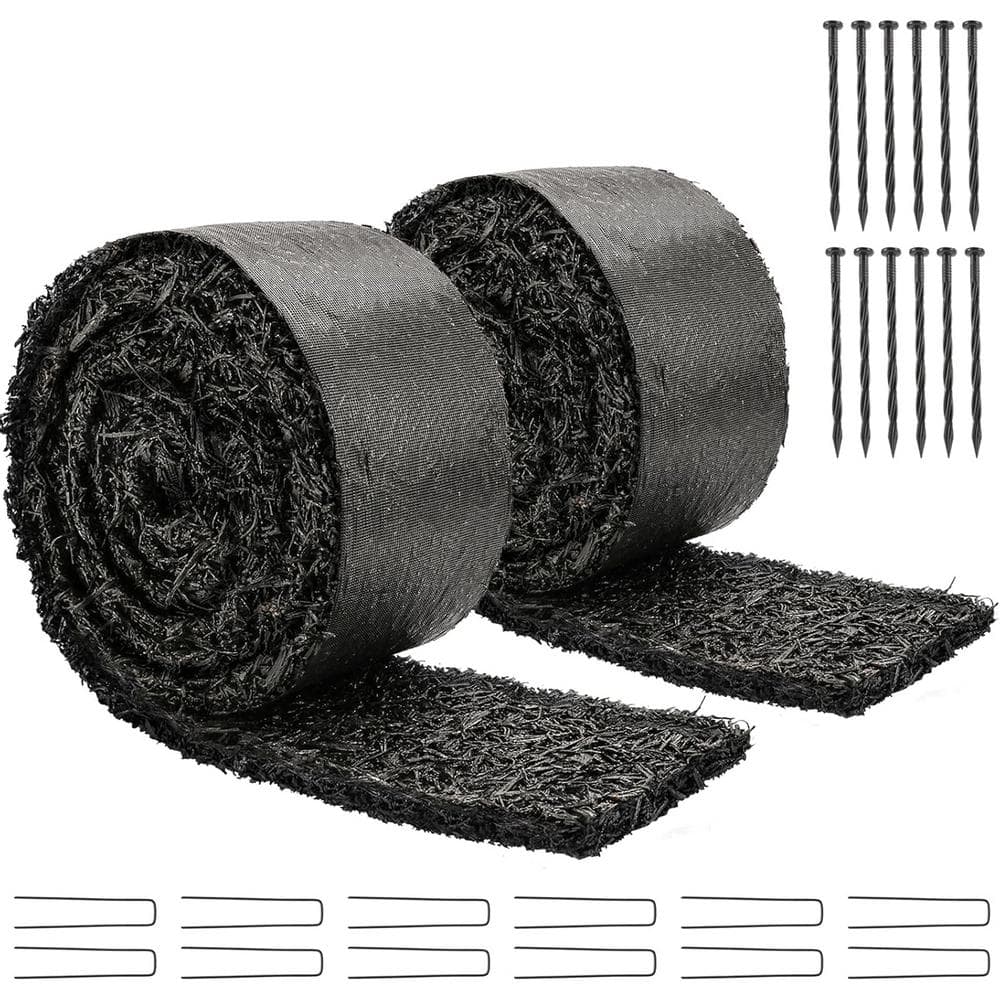 ATENGNES 120 in. x 4.5 in. Black Recycled Rubber Mulch Mat Roll for ...