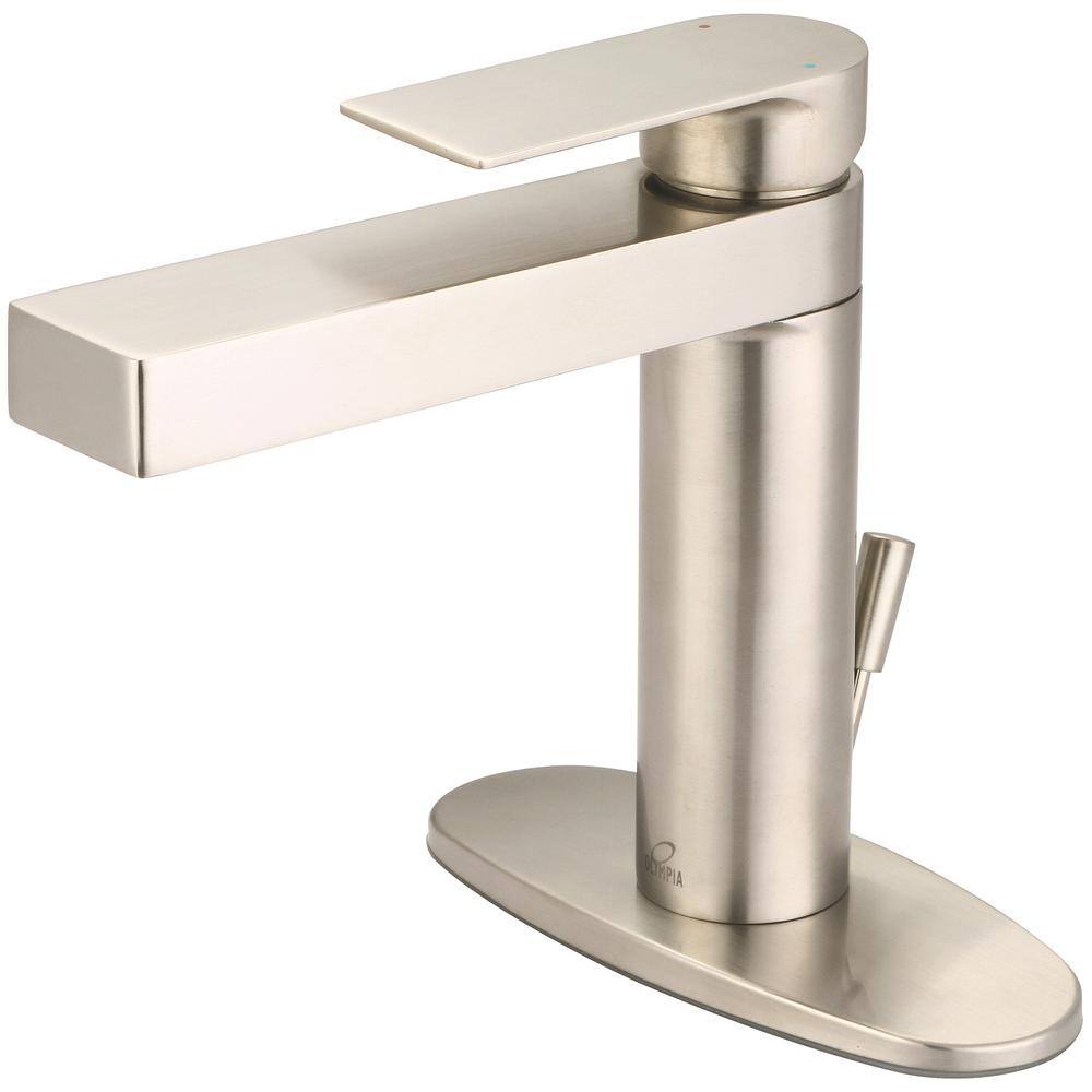 OLYMPIA 4 in. Centerset Single Handle Bathroom Faucet in Brushed Nickel ...