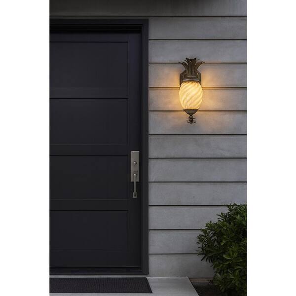 HINKLEY Plantation 1-Light Pearl Bronze Hardwired Outdoor Wall Lantern ...