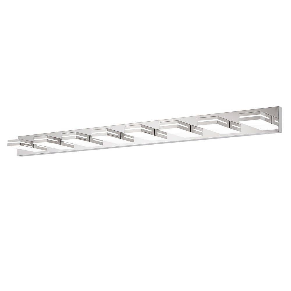 PUDO 63in. Modern Minimalist Chrome 8-Light Vanity LED Light with ...