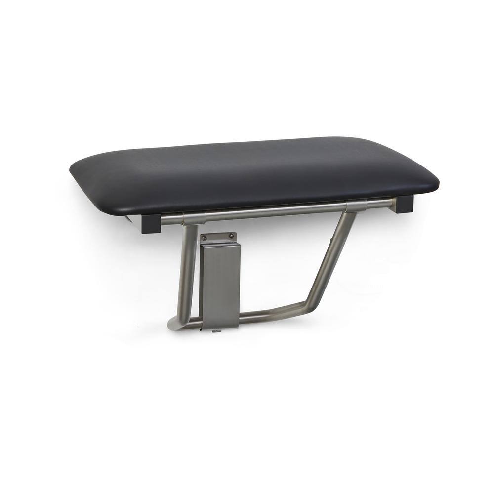 SEACHROME 22" x 15" Black Padded Cushion Folding Wall Mount Bench ...