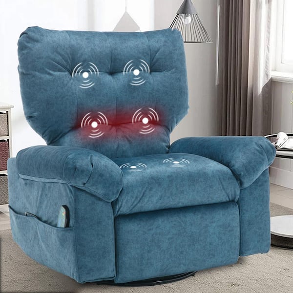 Boyel Living Blue Overstuffed Rocker Recliner Chair with Massage and ...
