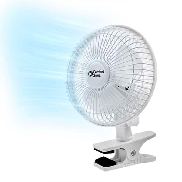 Comfort Zone 6 in. Quiet Portable Indoor 2-Speed Desk Fan with Clip and ...