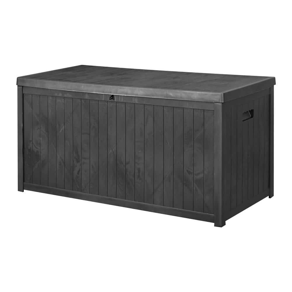 OVASTLKUY 114 Gal. PP Patio Storage Outdoor Storage Deck Box Black MAOB ...