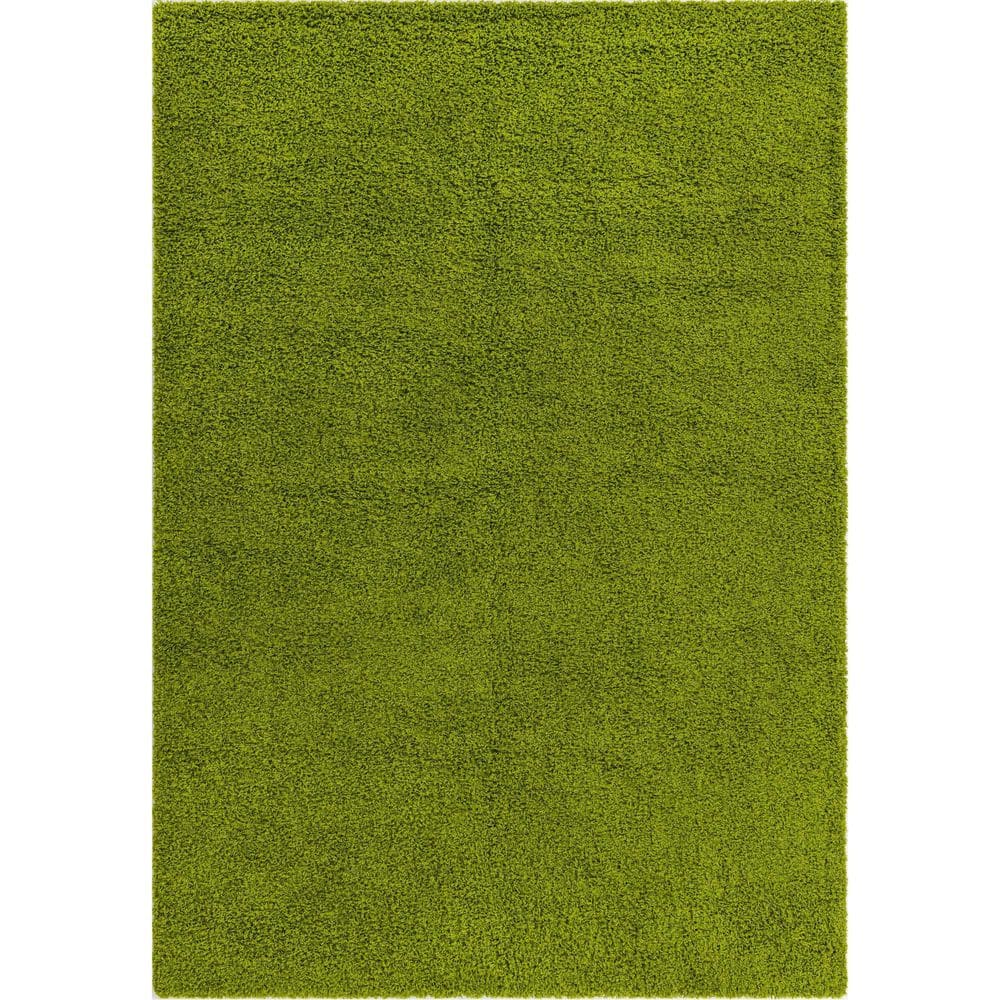 Unique Loom Solid Shag Grass Green 7 ft. x 10 ft. Area Rug 3127900 ...