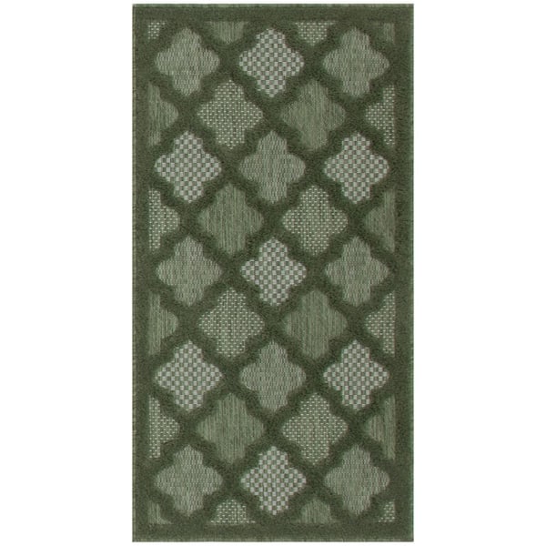 Nourison Easy Care Green doormat 2 ft. x 4 ft. Trellis Contemporary ...