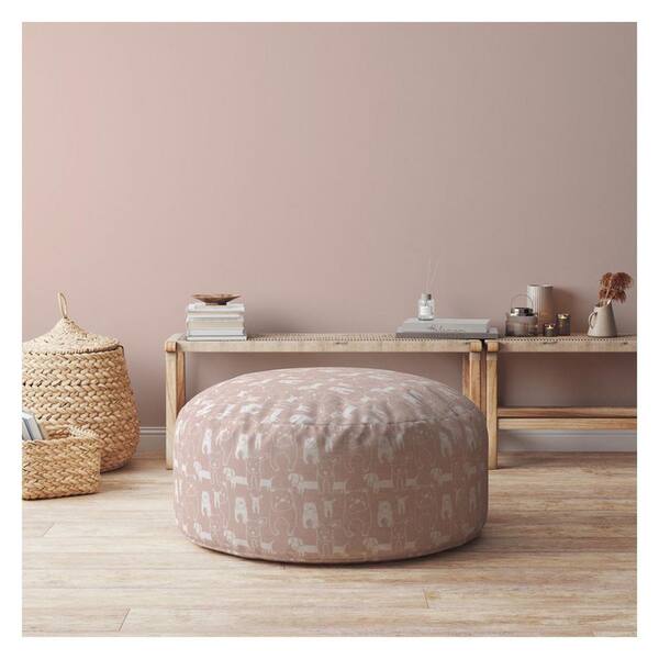 HomeRoots Charlie Pink Cotton Round Pouf Cover Only 2000518426 - The ...