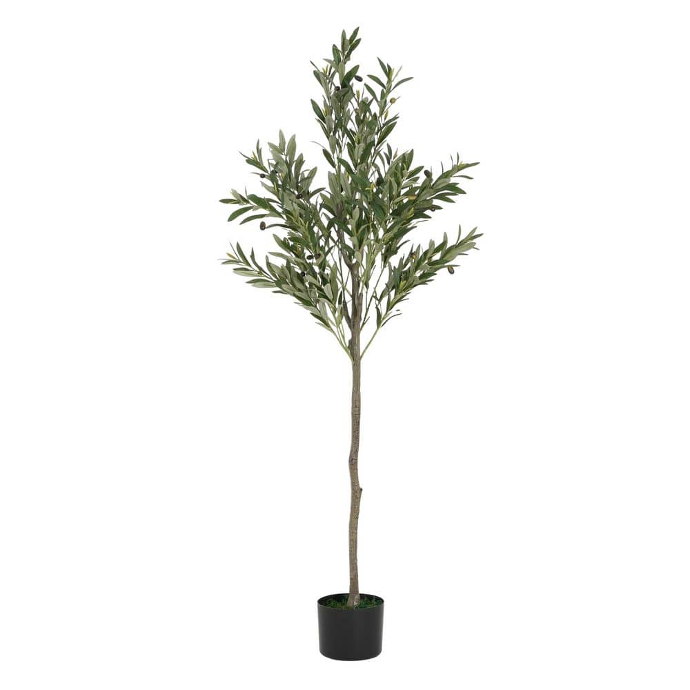 Ama pear Green 66 in. Artificial Olive Tree Realistic Faux Plant Fake ...