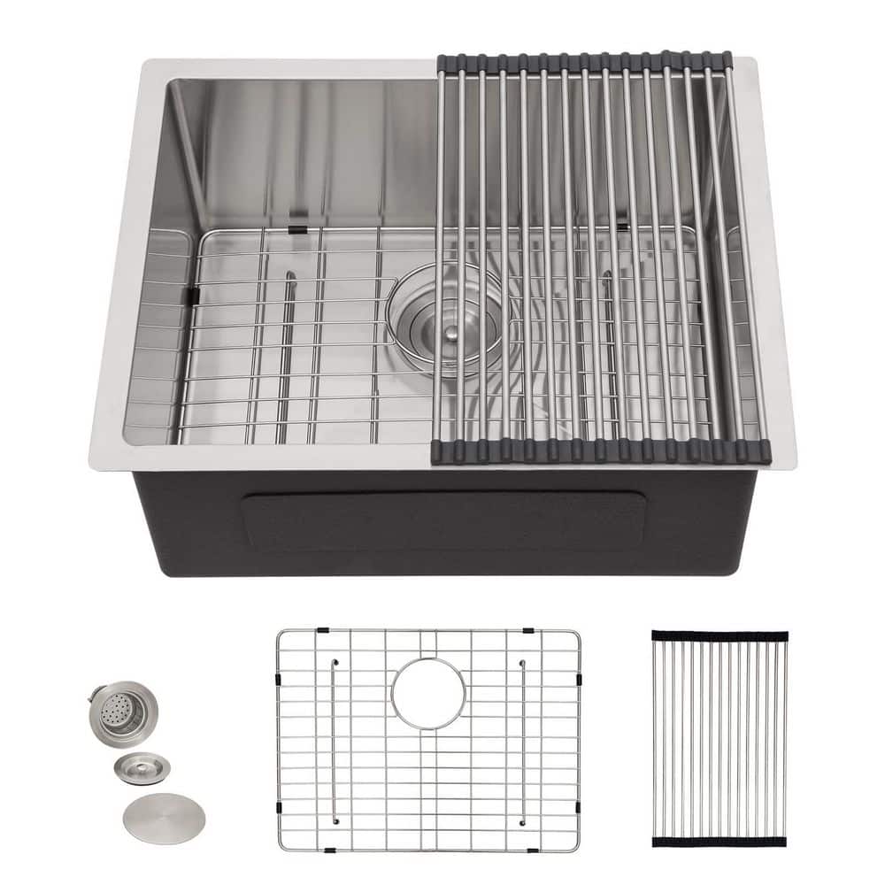 Fulorni 23 in. Handmade Undermount 16 Gauge T304 Stainless Steel Small ...
