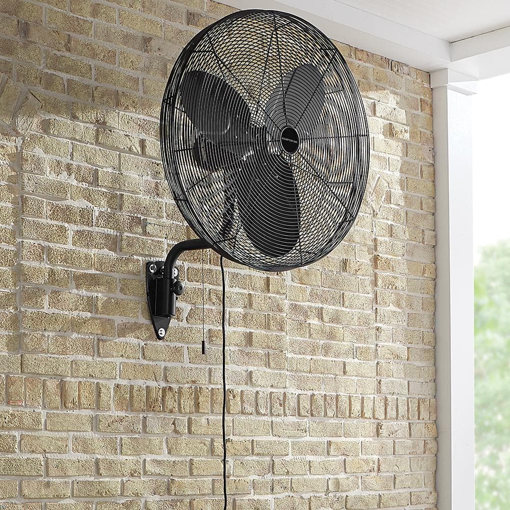 Hampton Bay 30 in. 3-Speed High Velocity Black Wall Mount Fan with 3 ...