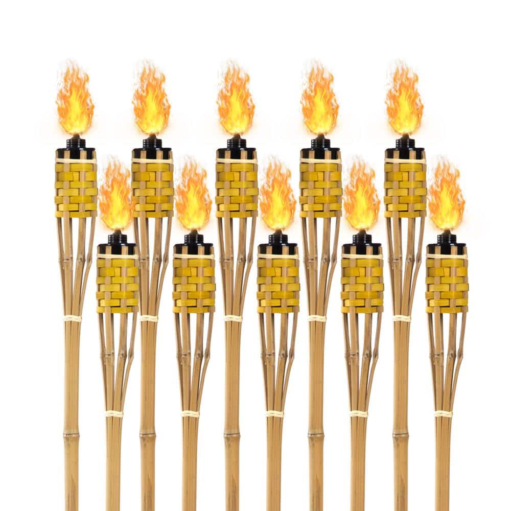 Wellco 47 in.Yellow Bamboo Torches Includes Oil Canisters with Bamboo ...