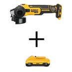 DEWALT 20V MAX XR Cordless Brushless 4.5 in. Paddle Switch Small Angle Grinder with Kickback ...
