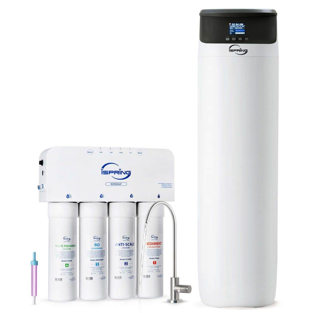 ISPRING WCS50KG Whole House Water Softener and RO5004F Under Sink ...
