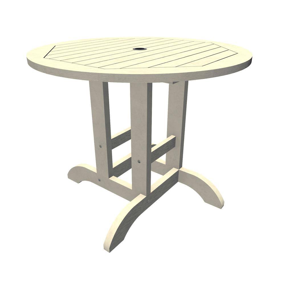 Highwood Sequoia Professional Whitewash Round Plastic Outdoor Dining ...