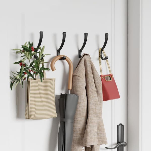 Black Coat Hanger Hooks Wall Mount, Metal Wall Hooks For Hanging Heavy ...