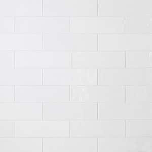 CRUZ BAY STUDIO Bedouin Light Grey Subway Tile 4 in. x 6 in. Glossy Ceramic Tile Sample ...