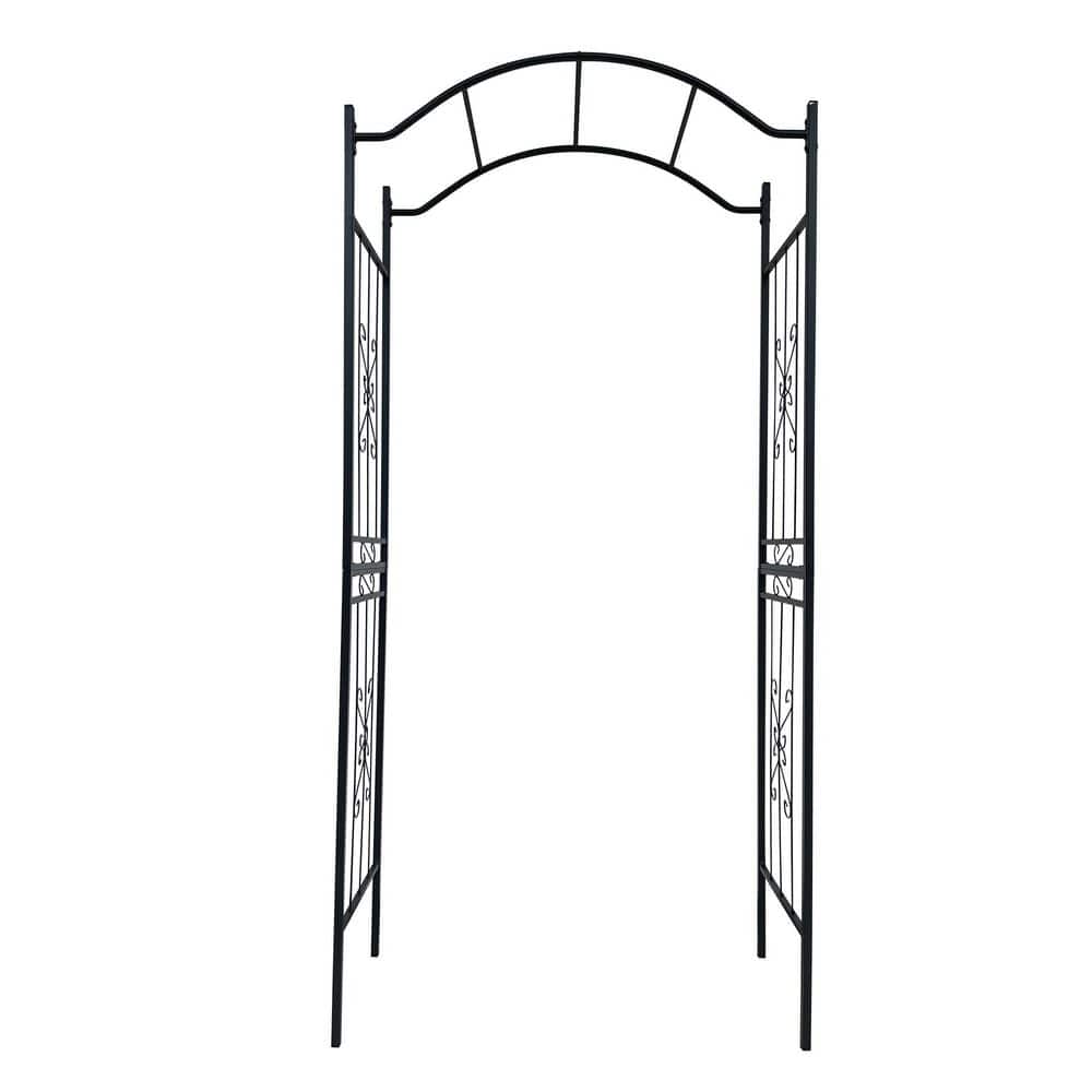 JimsMaison 90 in. x 43.2 in. Metal Black Garden Arbor Trellis ...