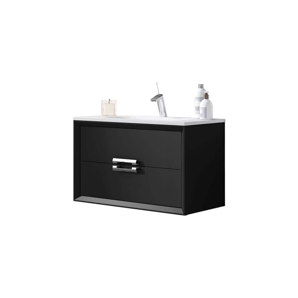 LUCENA BATH Decor Tirador 24in. W x 18in. D Bath Vanity in Black w ...