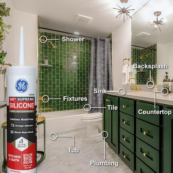 10.1 oz. Supreme Silicone Kitchen and Bath Sealant in Almond and White ...
