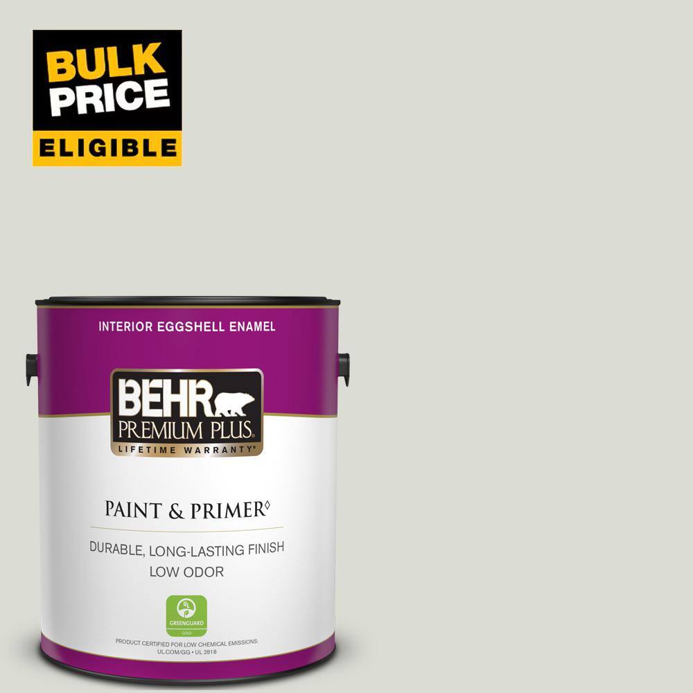BEHR PREMIUM PLUS 1 gal. #BWC-29 Silver Feather Eggshell Enamel Low ...