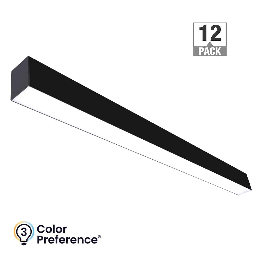 ETI LIGHTING 12-Pack 4 ft. Integrated LED Black Strip Light Fixture ...