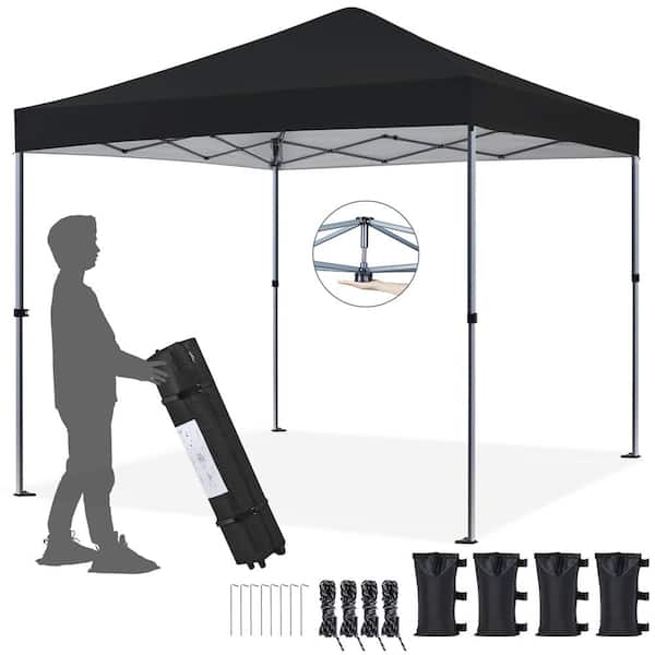 Yaheetech 10 ft. x 10 ft. Black Pop-Up Canopy DY56rr0001 - The Home Depot