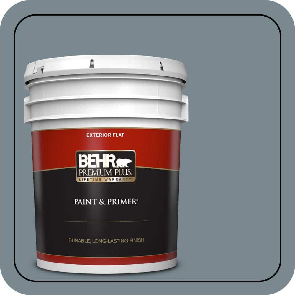 BEHR PREMIUM PLUS 5 gal. #N470-5 Norwegian Blue Flat Exterior Paint ...