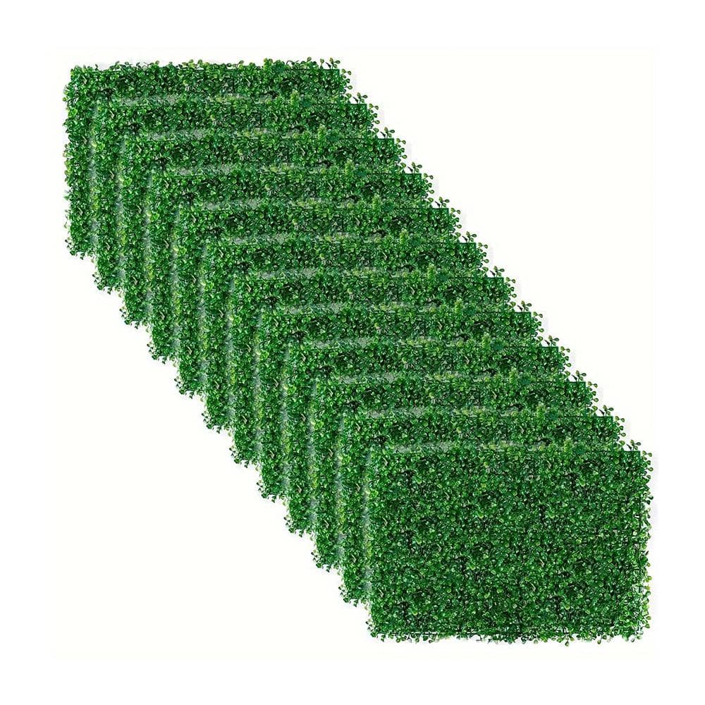 ITOPFOX 12-Piece Green Artificial Topiary Hedge Plant Grass Backdrop ...