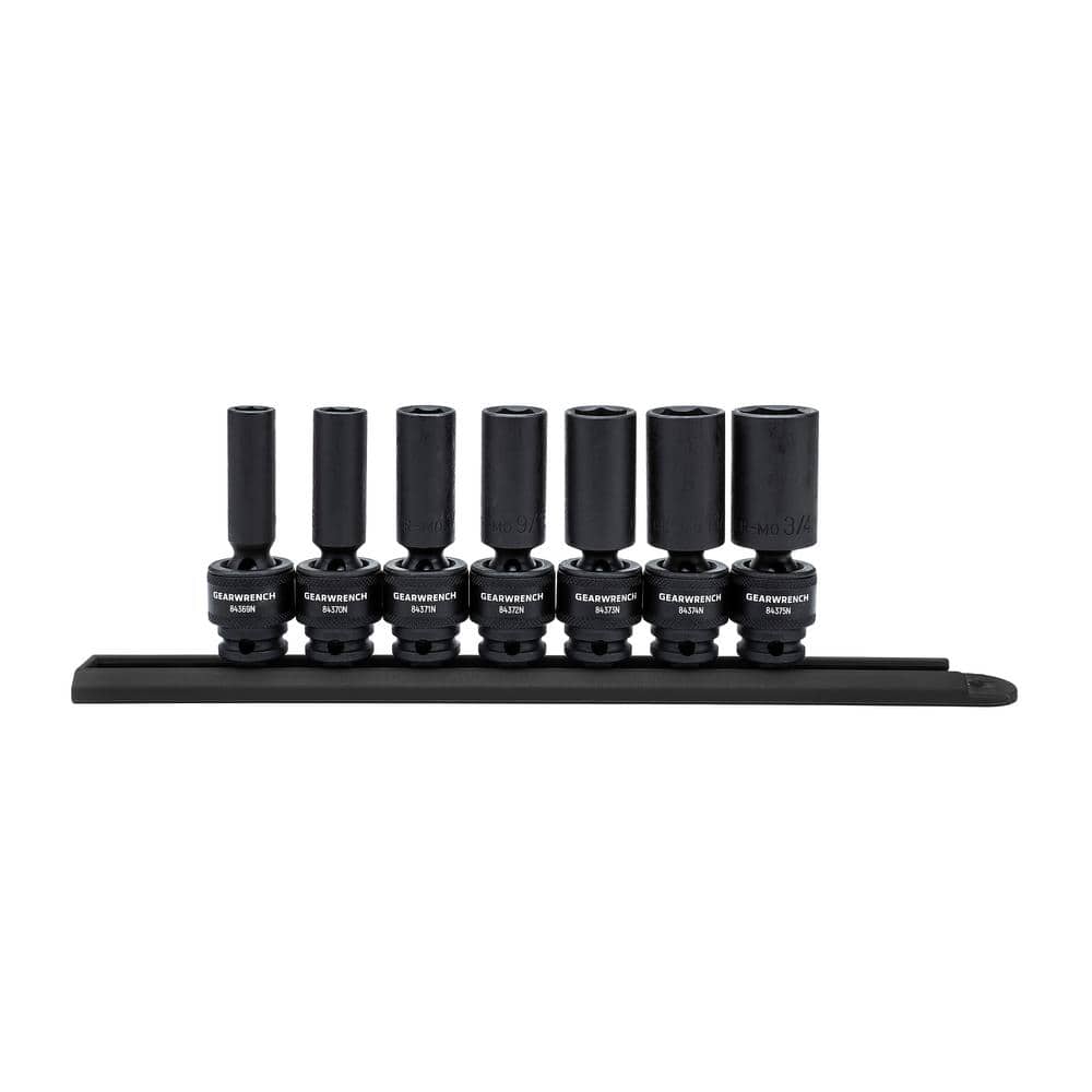 GEARWRENCH 3/8 in. Drive 6-Point SAE Deep Universal Impact Socket Set ...