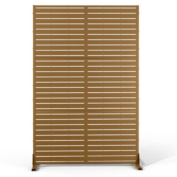 TUYOHW 47 in. W x 72 in. H Brown Metal Privacy Screen for Deck, Balcony ...