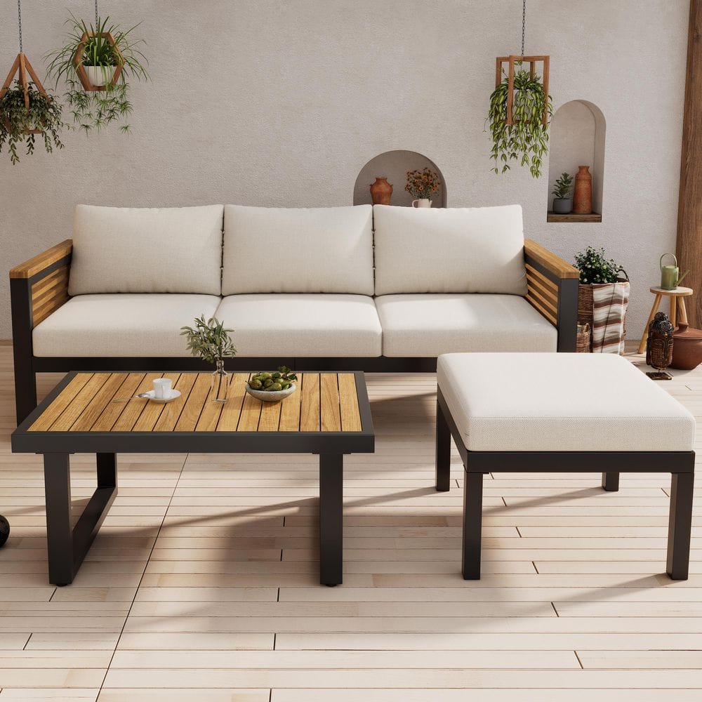 CHRISTOPHER KNIGHT HOME Griffin Outdoor 3-Piece Solid Wood and Metal ...