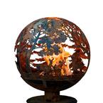 Esschert Design Wildlife 24 in. x 28 in. Round Steel Wood Burning Fire ...