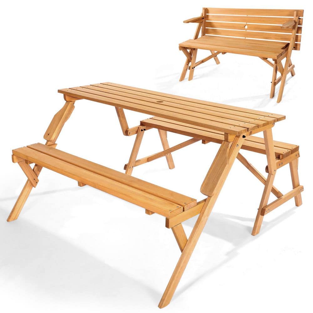 VEVOR Transforming Interchangeable Table, 53.15 in. Brown Rectangle ...
